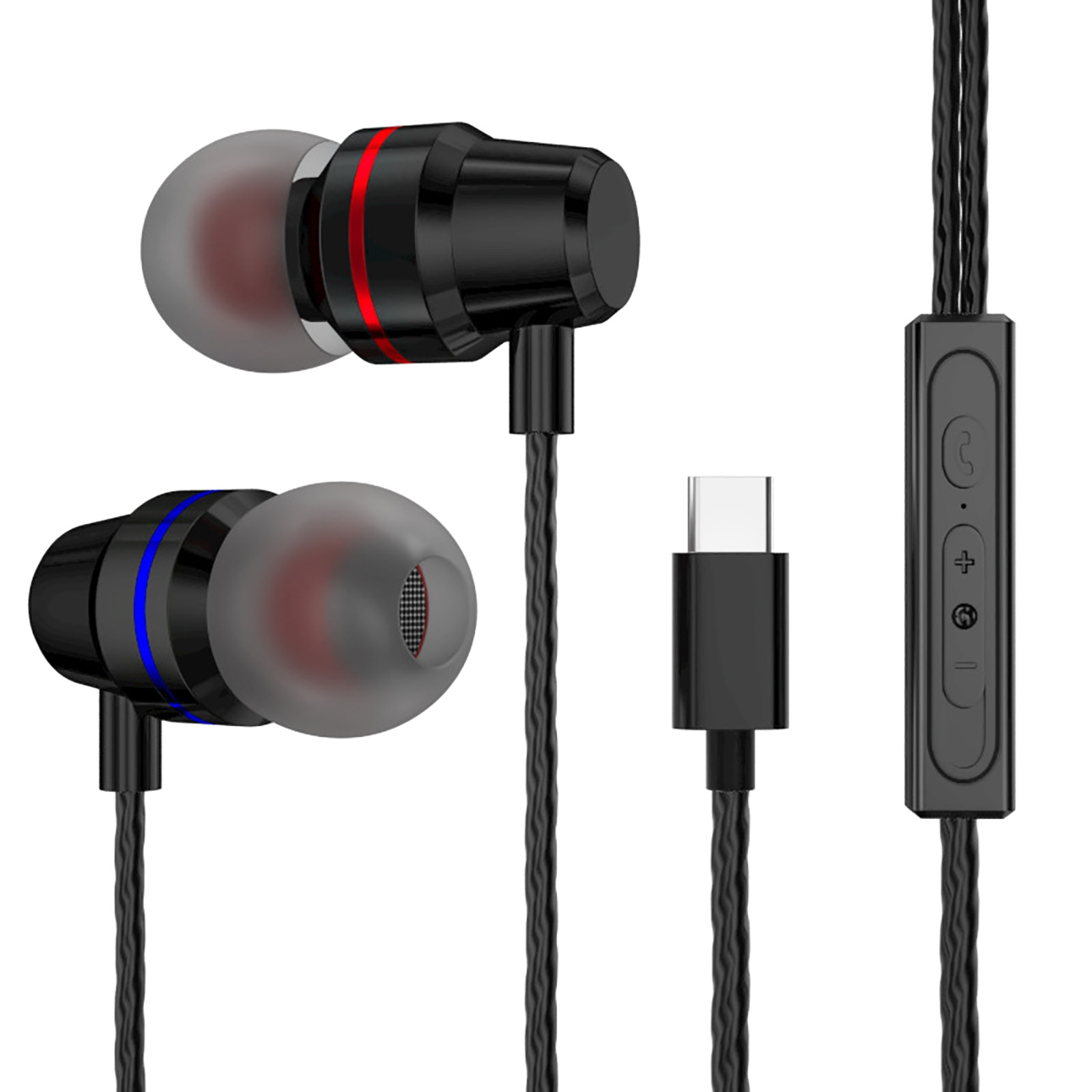 Type C Ear Phones Wired Control Headphone Hifi Music Earbuds With Mic Type C Ear Phones Wired Control Headphone Hifi Music Earbuds With Mic