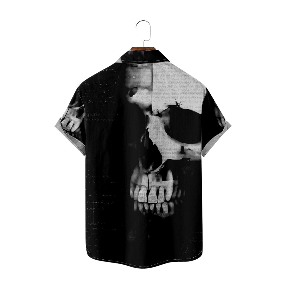 Hawaiian Casual Shirt Short Sleeve Shirt For Men Skull Hiphop Harajuku