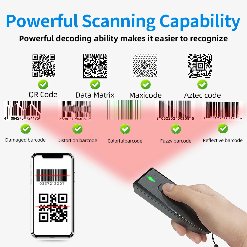 Bluetooth Wireless Barcode Scanner Efficient 1D 2D Code Reader For Bluetooth Wireless Barcode Scanner Efficient 1D 2D Code Reader For