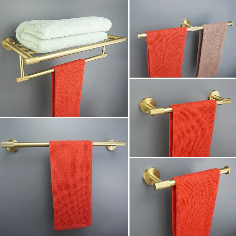 Bath Accessory Set Brushed Gold Stainless Steel Towel Bar Rack Toilet