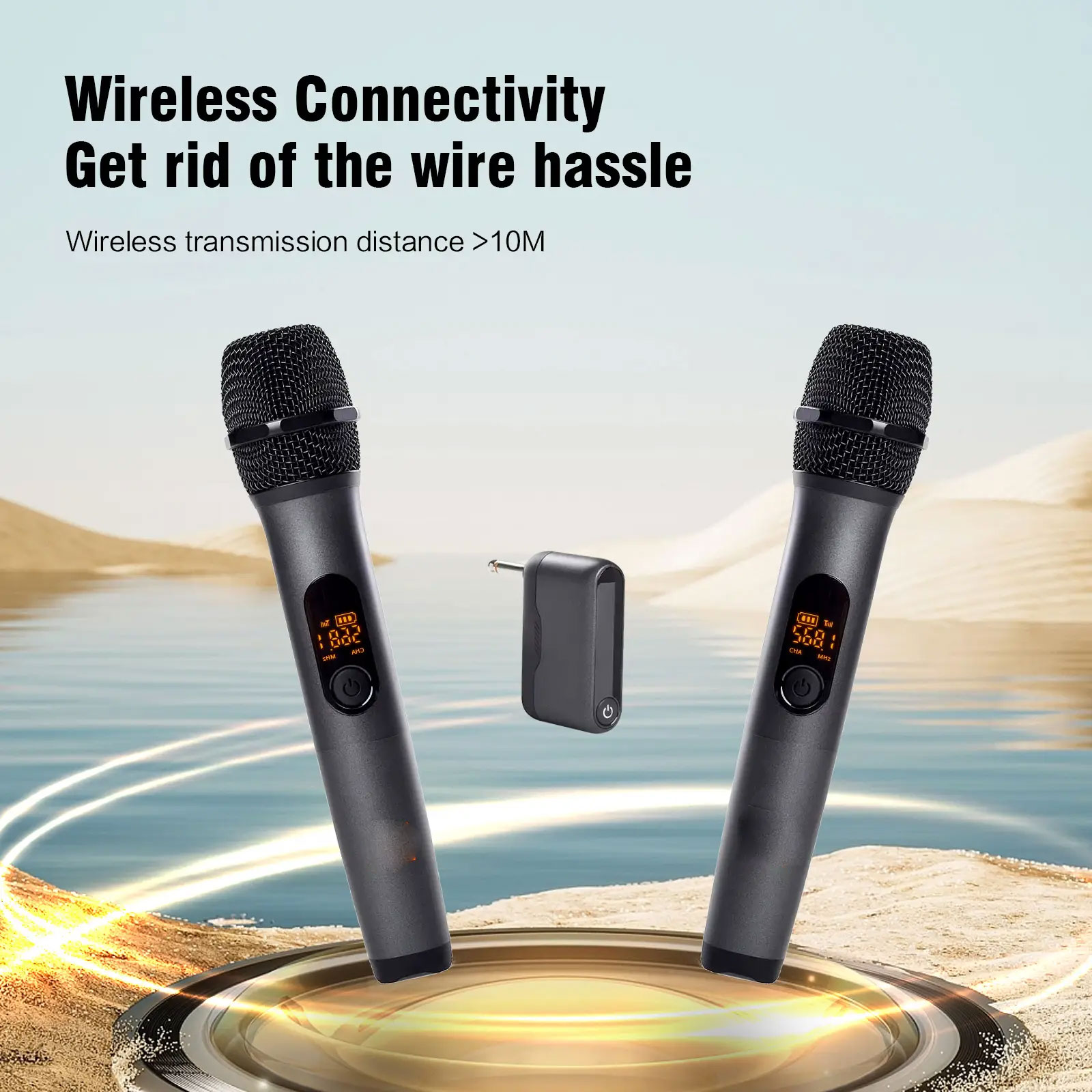 2 Channel Wireless Microphone System with Rechargeable Receiver ...