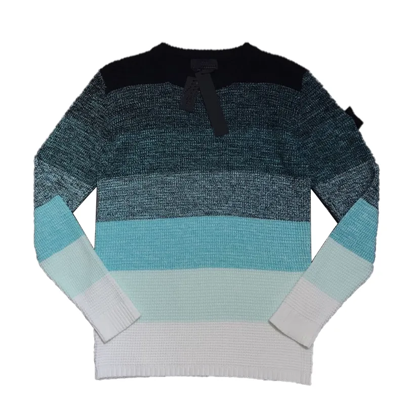 Men Sweater Gradient Color Knitwear Pullover Long Sleeve Wool Blend ...
