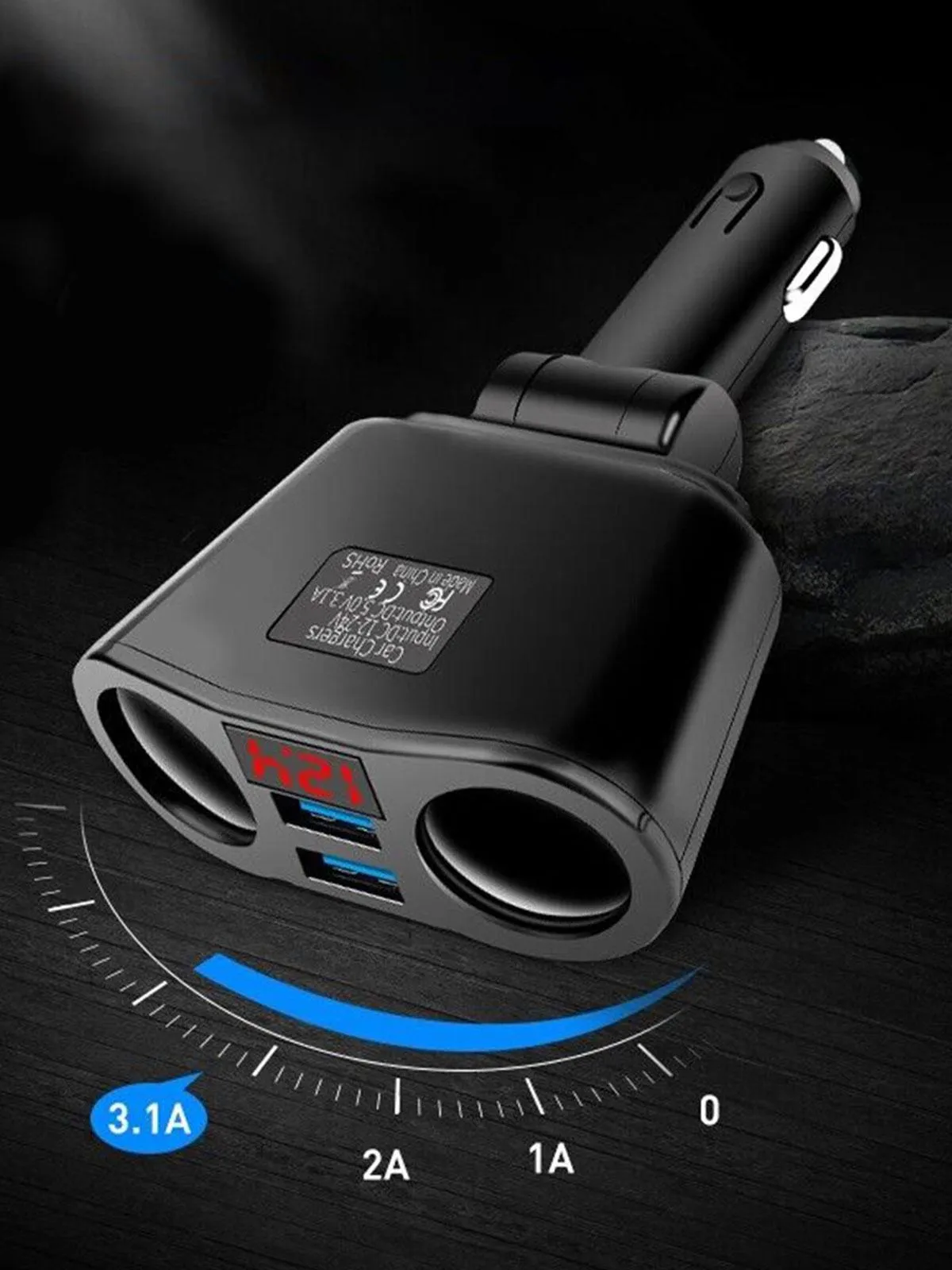 Car Dual Cigarette Usb 12V-24V Lighter Socket Splitter Adapter 3.1A ...